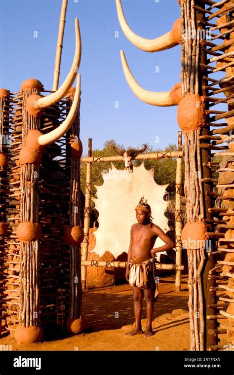 Warrior At Entrance Of Native Zulu Tribe At Shakaland Center South