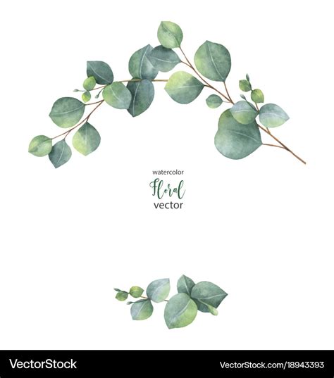Watercolor Wreath With Green Eucalyptus Royalty Free Vector