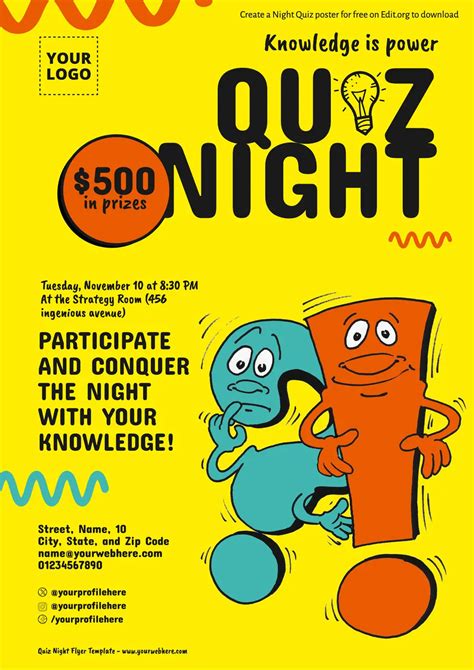 Editable Quiz Night Poster Templates