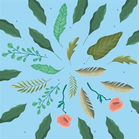 Premium Vector Leafs Plant Foliage Pattern