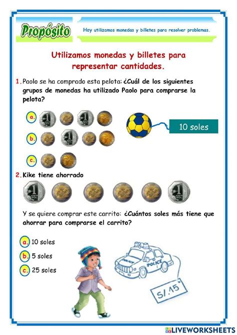 Monedas Y Billetes Worksheet Worksheets