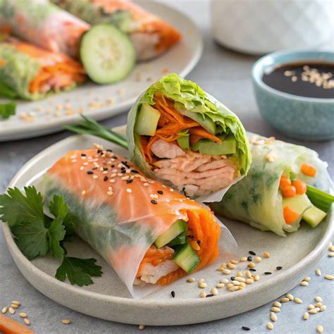 Teriyaki Salmon Rice Paper Wraps Teresas Recipes