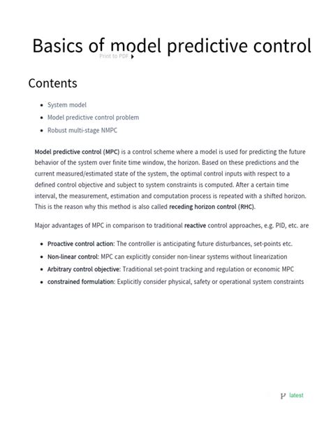 basics of model predictive control — do mpc 4 6 5 documentation pdf