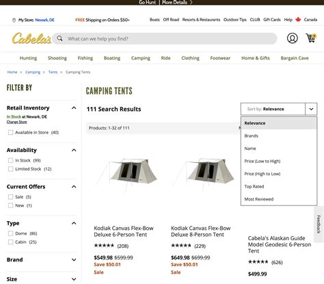 cabela s sorting tool 247 of 520 sorting tool examples baymard