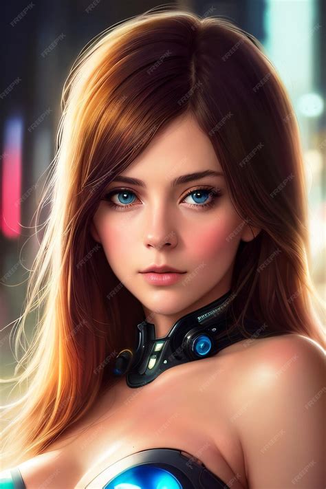 Premium Ai Image A Woman With A Futuristic Look On Her Face And