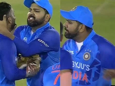 Ind Vs Aus 1st T20 Rohit Sharma Playfully Grabs Dinesh Karthiks Neck