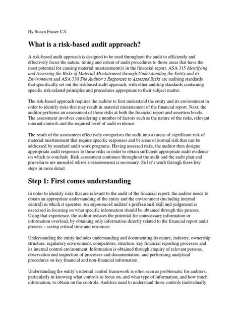 What Is A Risk Based Audit Approach Pdf Audit Financial Audit