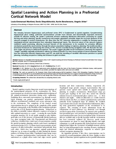 Pdf Spatial Learning And Action Planning In A Prefrontal Cortical Network Model
