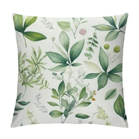 Comio Sage Green Pillow Covers Spring Throw Pillow Covers Leaf Pillow