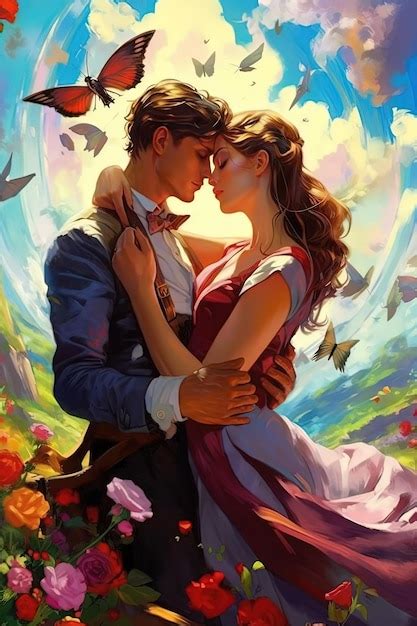 Premium Photo Young Couple Romantic Artwork Butterflies With