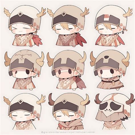 Premium Photo Sticker Of Male Chibi Kawaii Viking Rustic Browns Horned Helmet Turnaro Concept