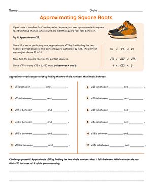 Approximating Square Roots Worksheet Education