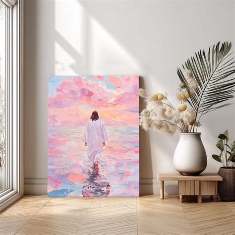 Fleur De Lis Living Framed Jesus Wall Art Pink Jesus Walking On Water