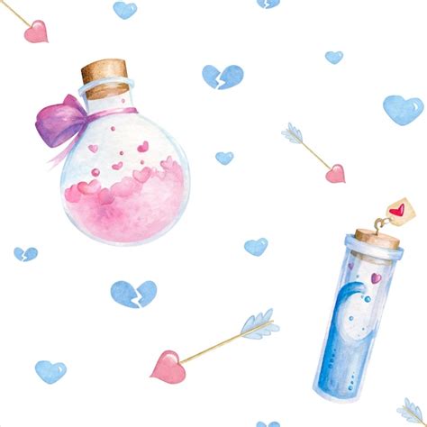 Premium Photo Watercolor Pattern Flask Elixir Glass