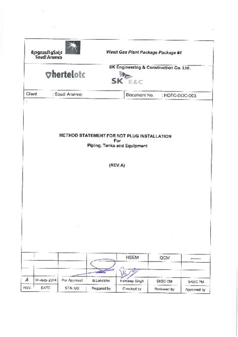 Method Statement Ndt Plug Pdf Pdfcoffeecom