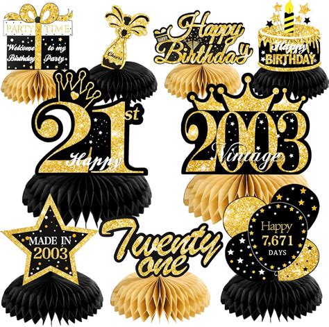 Awrmoo Black Gold 21st Birthday Table Decorations For Men