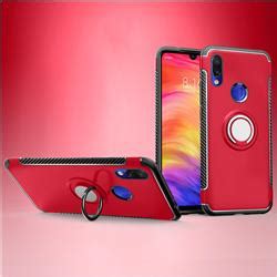 Armor Anti Drop Carbon PC Silicon Invisible Ring Holder Phone Case For Mi Xiaomi Redmi Red