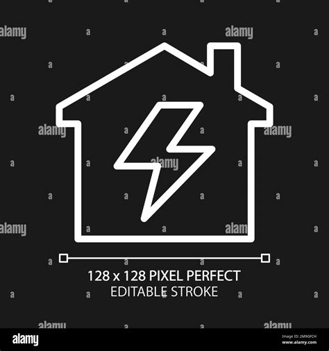 Electricity Pixel Perfect White Linear Icon For Dark Theme Stock Vector