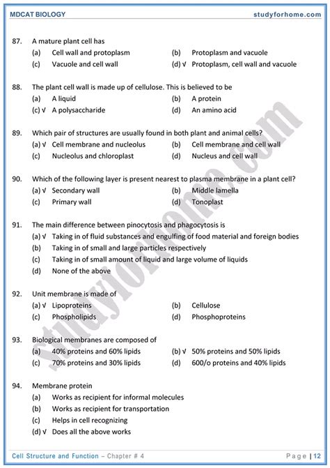 MDCAT Biology Chap 4 Cell Structure And Function