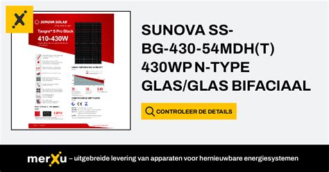 Sunova Solar SUNOVA SS BG 430 54MDH T 430WP N TYPE GLAS GLAS BIFACIAAL