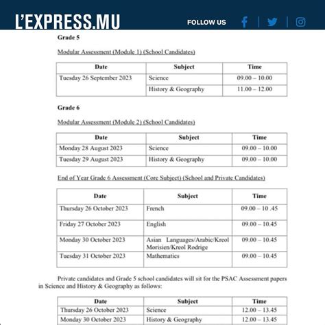 🚨 Examens Du Psac Voici Le Lexpress Maurice Facebook