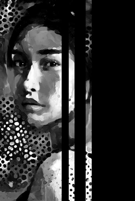 Pop Art Black White Woman Portrait Painting Black White Artwork