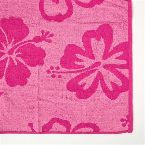 Pink Flower 100 Recycled Cotton Beach Towel