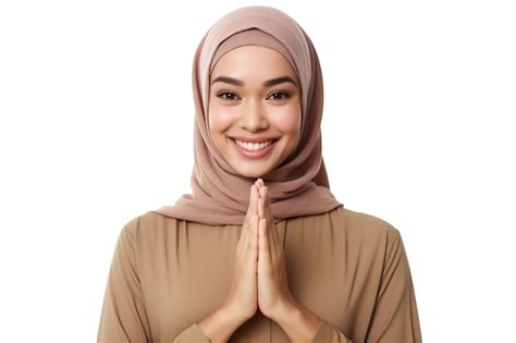 Premium Ai Image Asian Muslim Woman Praying With Open Arm Isolated
