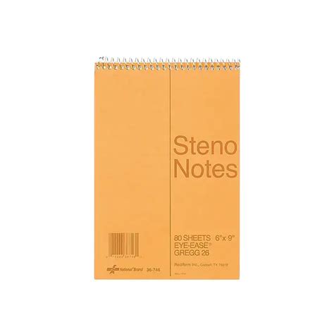 National Steno Notebook Brown 6x9 80sheet Gregg Ruled North Central