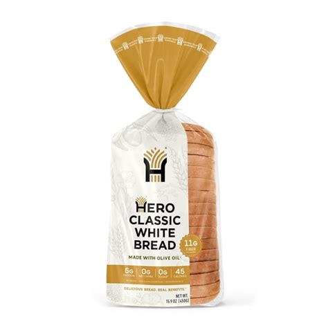 Hero Classic White Bread Low Carb High Protein High Fiber Sliced