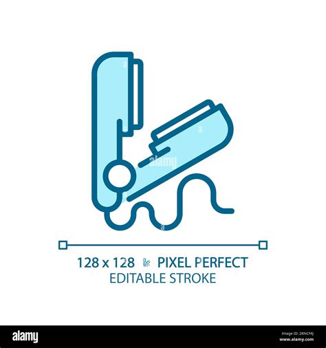 Customizable Hair Straightener Thin Linear Blue Icon Stock Vector Image