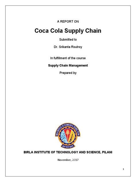 Scm Project On Coca Cola Pdf Coca Cola The Coca Cola Company