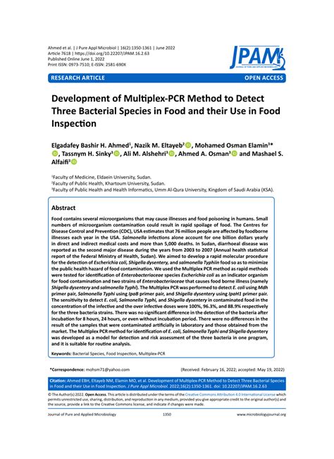 Pdf Development Of Multiplex Pcr Method To Detect Three Bacterial