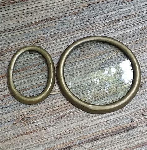 Vintage Brass Frames 1 Round 1 Oval With Mellow Aged Patina