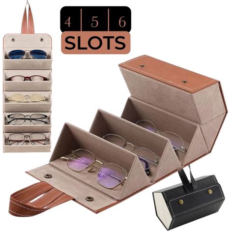 4 5 6 Slots Leather Sunglasses Case Portable Sunglasses Organizer