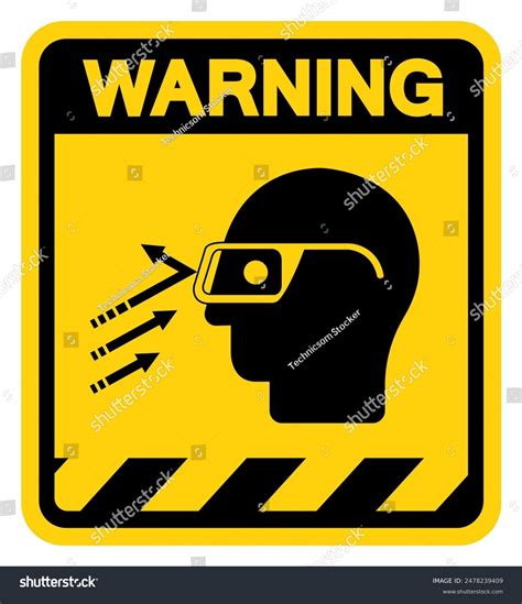 Flying Debris Wear Safety Glasses Warning Stock Vector Royalty Free