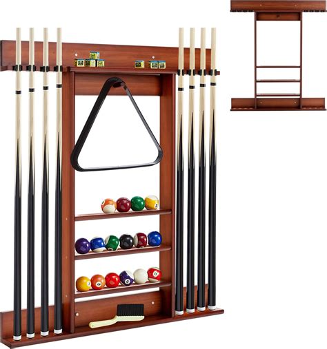 Gymax Billard Queue Halter Für 8 Queues And Billardzubehör