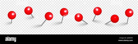 Realistic Red Push Pins Board Tacks Isolated On Transparent Background Plastic Pushpin With