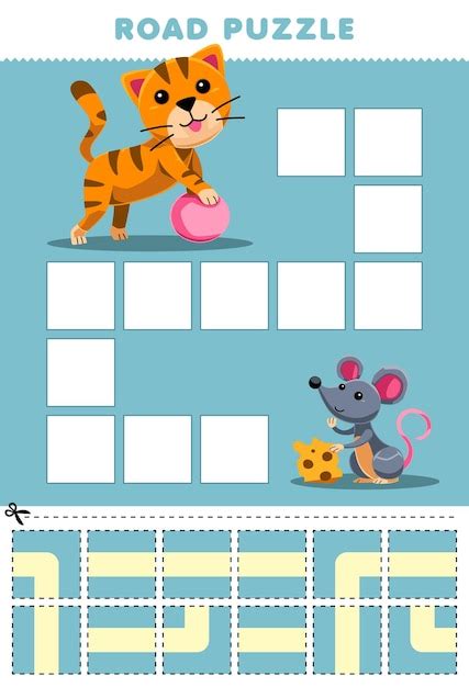 Jeu Pour Enfants Puzzle De Route Aider Chat Mignon Se D Placer La