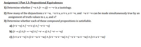 Solved Assignment 1 Part I3 Propositional Equivalences 1