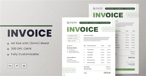 Шаблон счета фактуры Шаблоны для печати Включая выставленный счет и платить Envato Elements