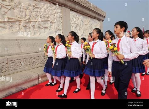 Beijing China 30th Sep 2019 A Ceremony Presenting Flower Baskets To