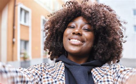 Travel Influencer Portrait Or Afro Selfie In City Urban Holiday Or