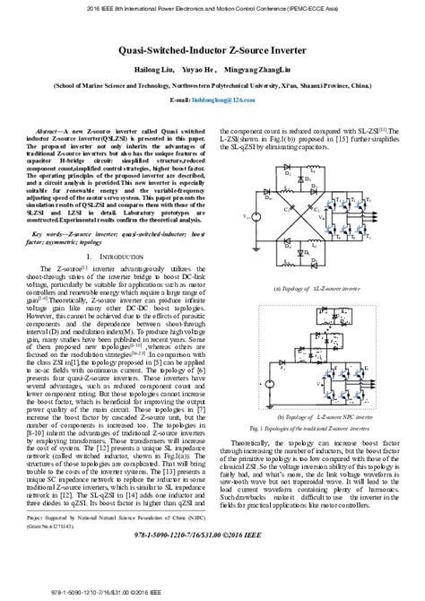 Pdf Quasi Switched Inductor Z Source Inverter