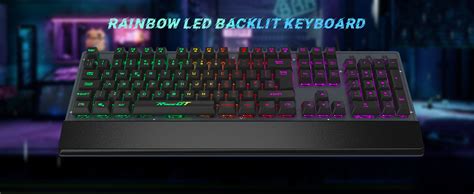 Racegt Gaming Keyboard Ergonomic Led Keyboard Gaming Rainbow Backlit Full Size Usb Keyboard