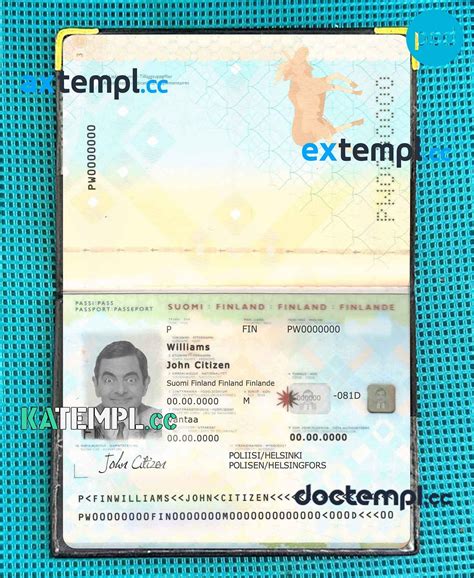 Sample Finland Passport Psds Editable Scan And Photograghed Picture