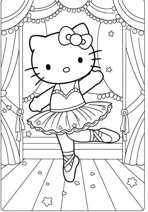Hello Kitty Ballerina Dance Coloring Page Graceful Moves Colorcraft