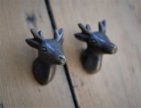 Deer Cabinet Knobs Deer Drawer Knob Cast Brass Deer Furniture Knob