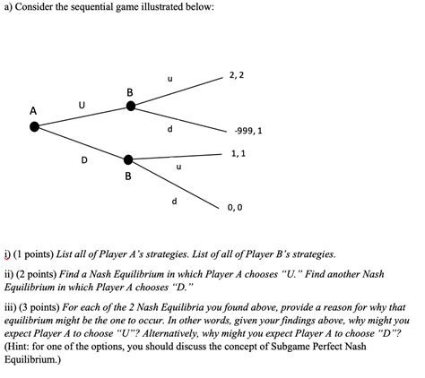 Solved A Consider The Sequential Game Illustrated Below I Chegg
