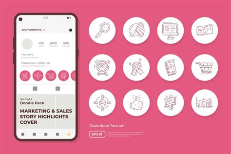 دانلود وکتور مجموعه کاور هایلایت اینستاگرام بازاریابی و فروش دانلود